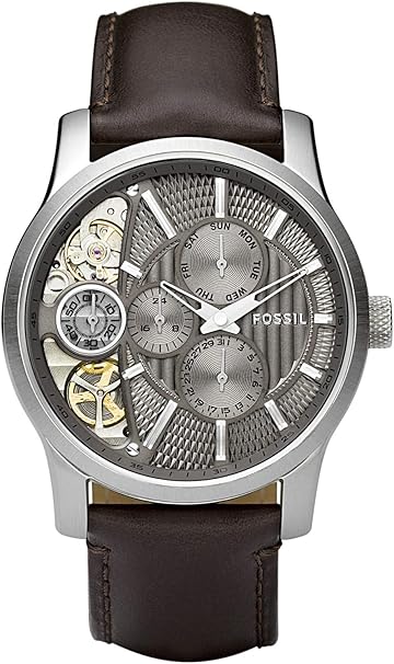 Fossil Twist Men's Grey Dial Leather Band Automatic Watch - ME1098: Buy ...