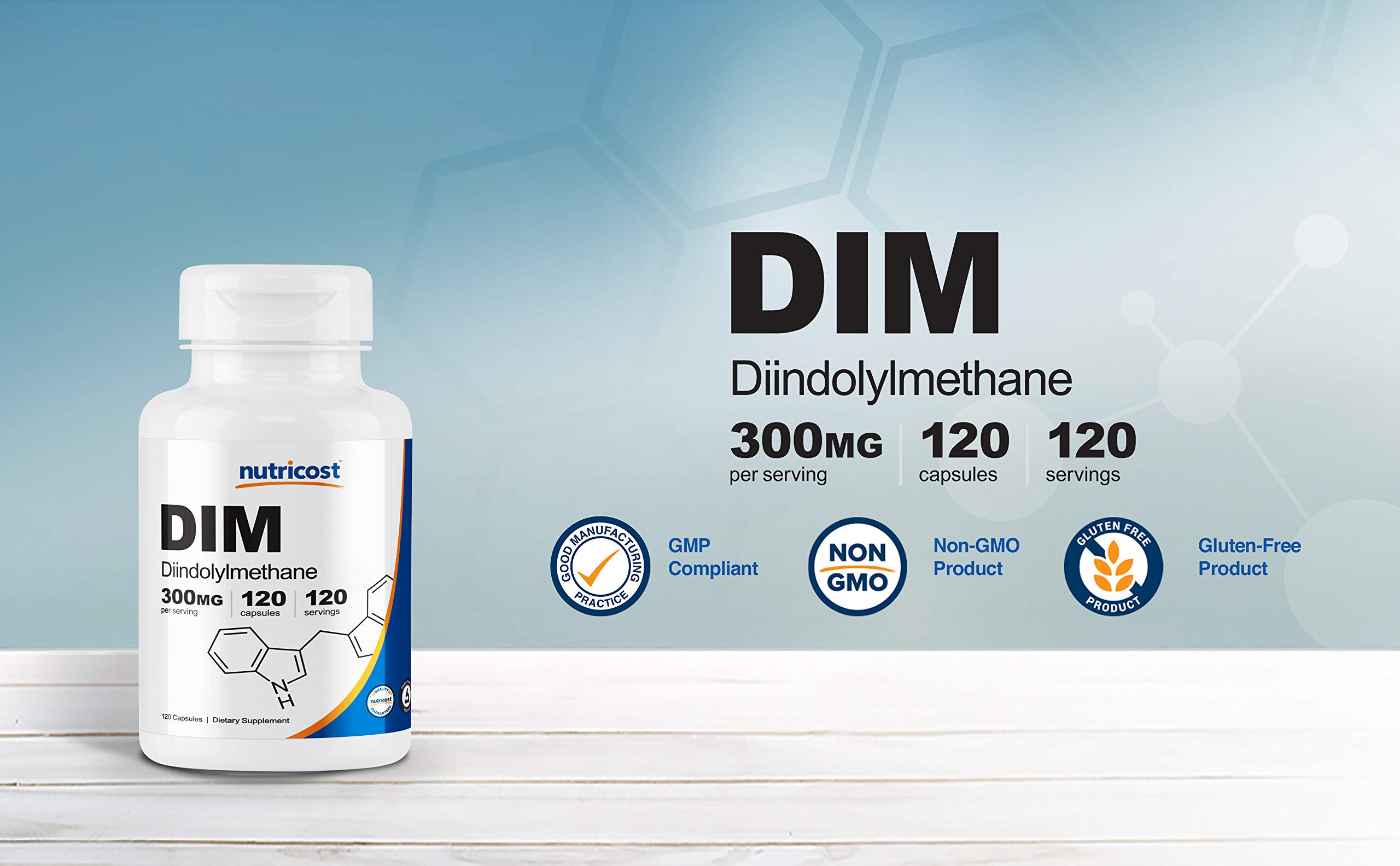 Nutricost DIM (Diindolylmethane) Plus BioPerine 300mg, 120 Vegetarian ...
