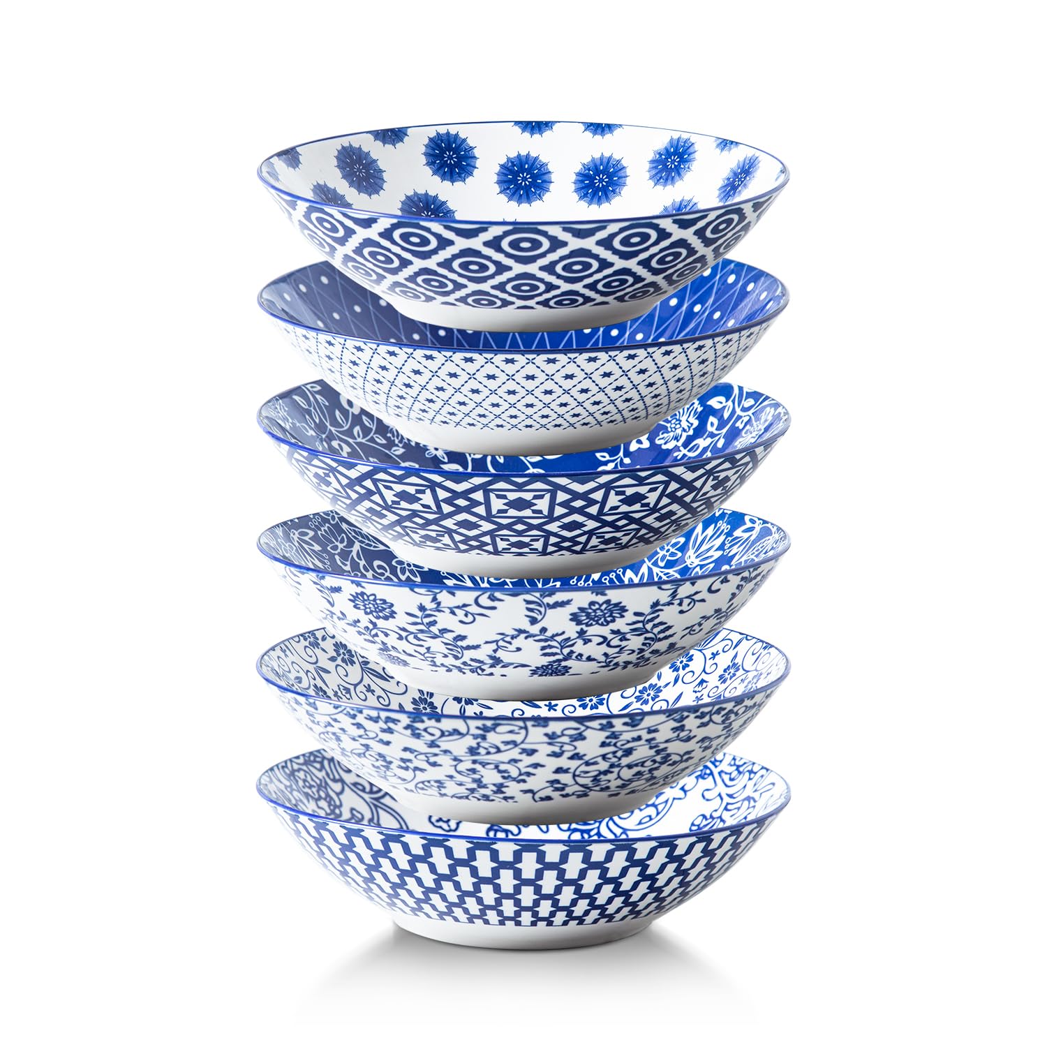 Cerkik Ceramic Pasta Bowls Set - 40 Oz Porcelain Large Salad Bowls ...