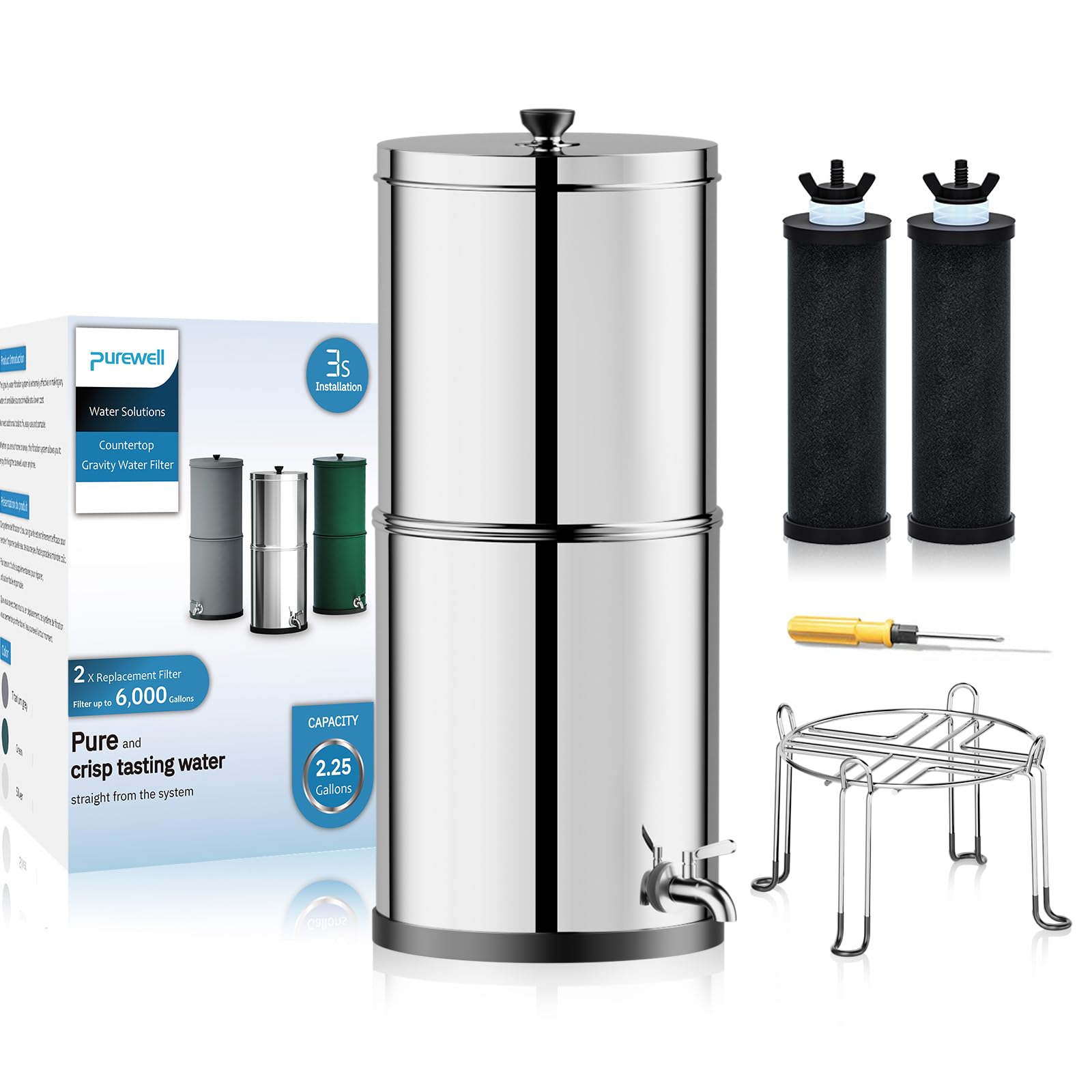 Purewell 3-Stage 0.01?m Ultra-Filtration Gravity Water Filter System ...