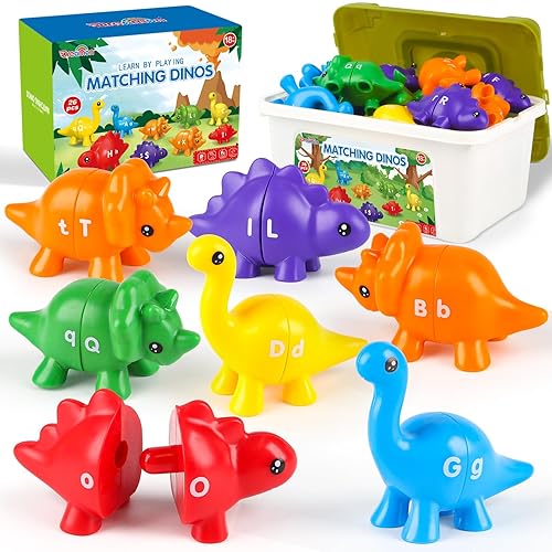Dreamon 52 PCS Double-Sided ABC Letter Alphabet Matching Dinosaur Toy ...