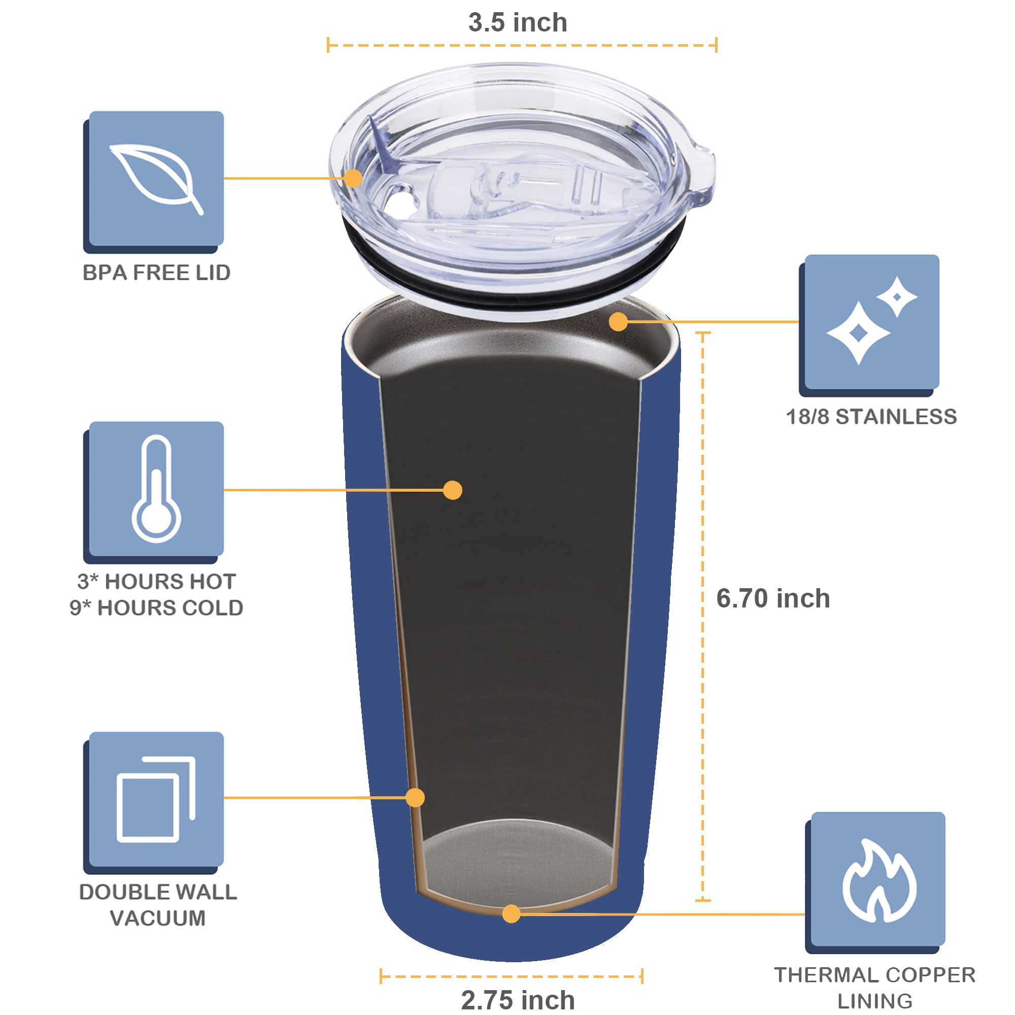 CIVAGO 20oz Tumbler With Lid And Straw, Stainless Steel Vacuum ...