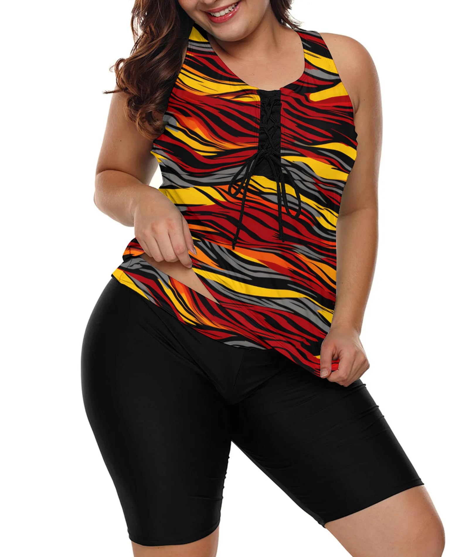 LALAGEN Womens 2025 Plus Size Tankini Swimsuits Rash Guard Capris ...