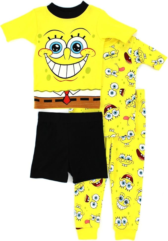 Nickelodeon Spongebob Squarepants Boys 4 Pc Cotton Pyjamas (8): Amazon ...