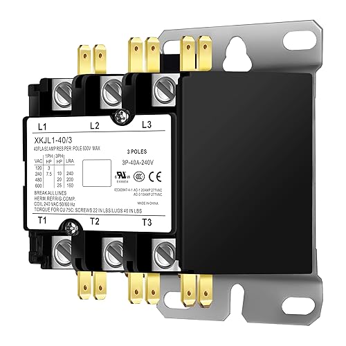 FOCSPROD HVAC Contactor, 40 Amp 3 Pole Contactor 240V Coil, Replacement ...
