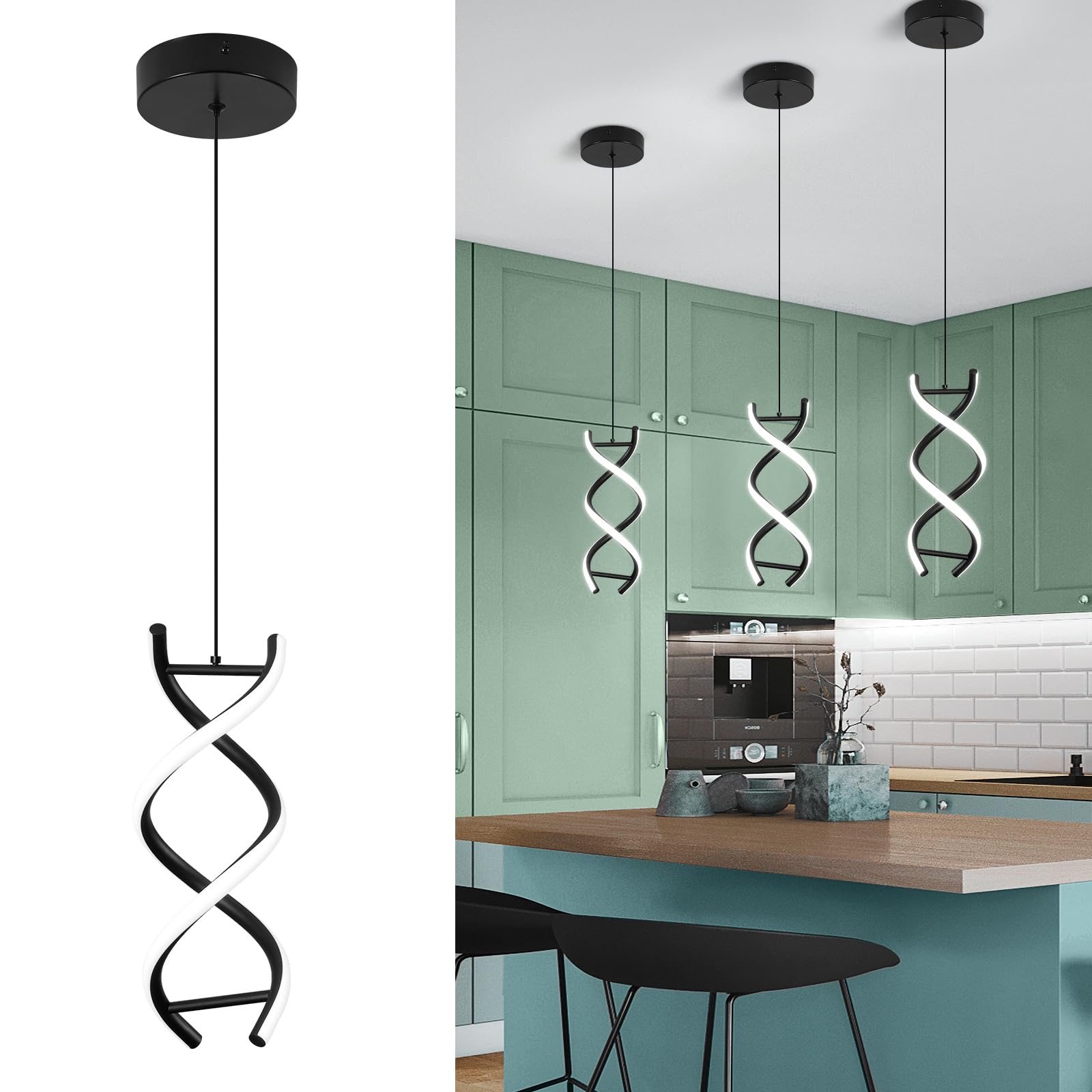 Vloitgol Modern Led Pendant Light,5500K Spiral Led Pendant Light ...