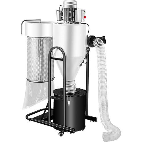 VEVOR 2 HP Portable Cyclone Dust Collector, 1,500 CFM Woodworking Dust ...