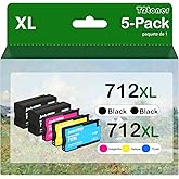 Amazon.com: 712XL Ink Cartridges 5-Pack Remanufactured 712 Ink Cartridge 80ml Replacement for ...
