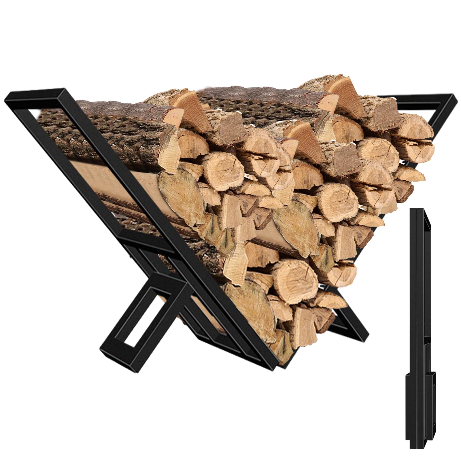 Firewood Rack Indoor, 31.5inch Portable Wood Rack Metal Fireplace Log ...