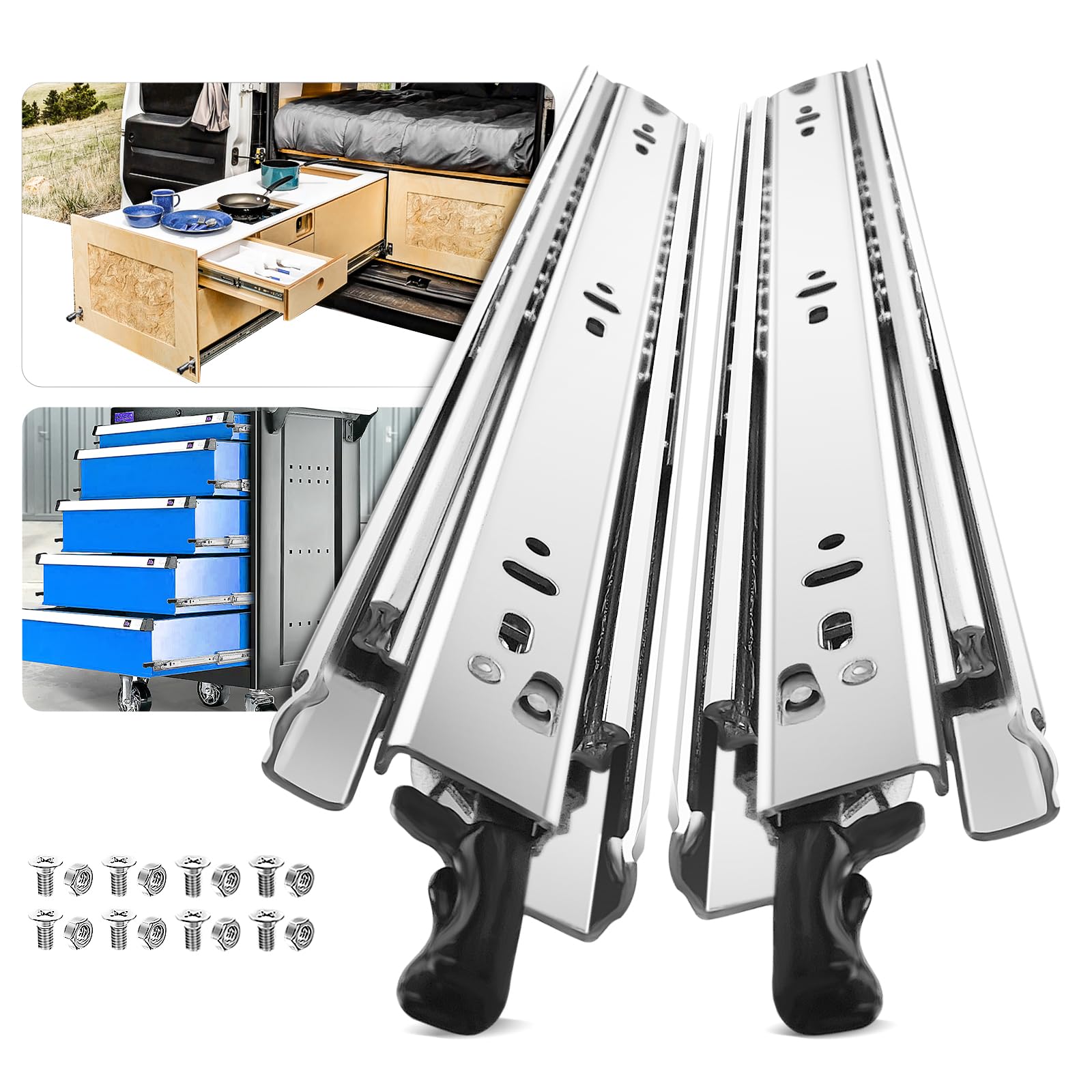 AOLISHENG 1 Pair Heavy Duty Drawer Slides with Lock 12 14 16 18 20 22 ...