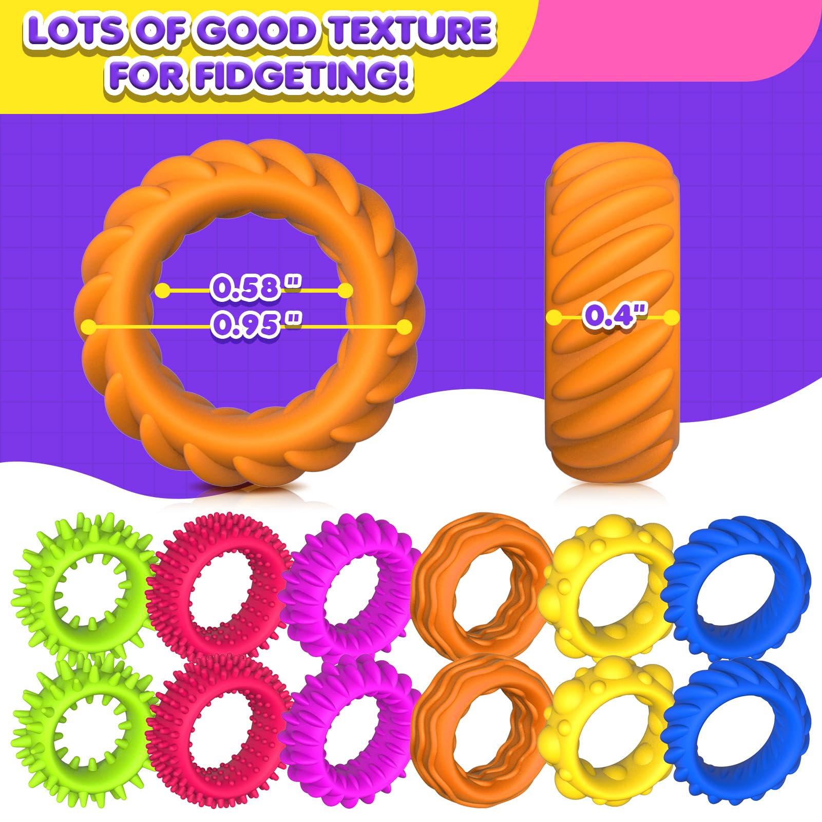 Mua Fidget Toys Sensory Rings for Kids: Fidget Ring 18 Pack - Sensory Toys for Kids with Autism ...