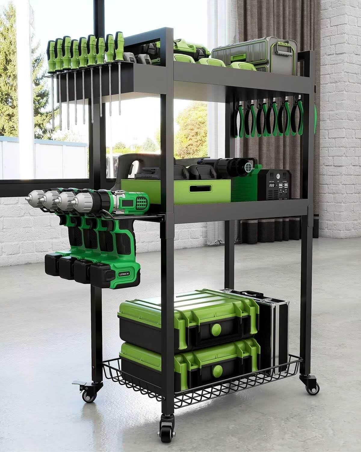 YIWANFW Rolling Power Tool Organizer Cart, 3 Tier Tool Cart Tool Chest ...