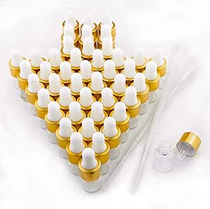 Amazon.com: Easeen 50 Pcs Sample Dropper Bottles, 1ml Clear Mini ...