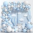 Amazon.com: Blue and White Balloon Arch Kit, Baby Blue White Silver Balloon Garland with 4D ...