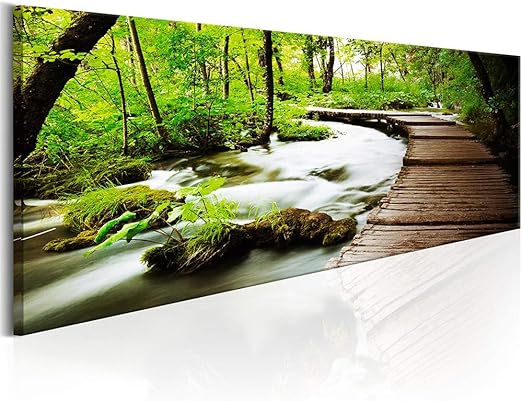 decomonkey Bilder Wald 150x50 cm XXL 1 Teilig Leinwandbilder Bild auf Leinwand Vlies Wandbild ...