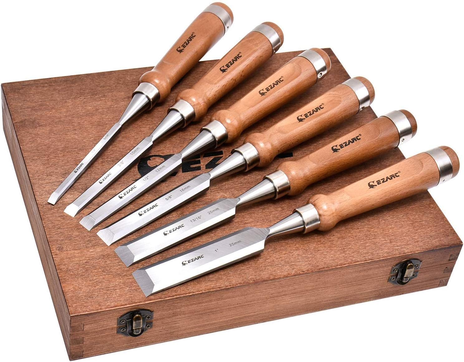 EZARC 6pc Wood Chisel Set for Woodworking – CRV Steel with Walnut ...
