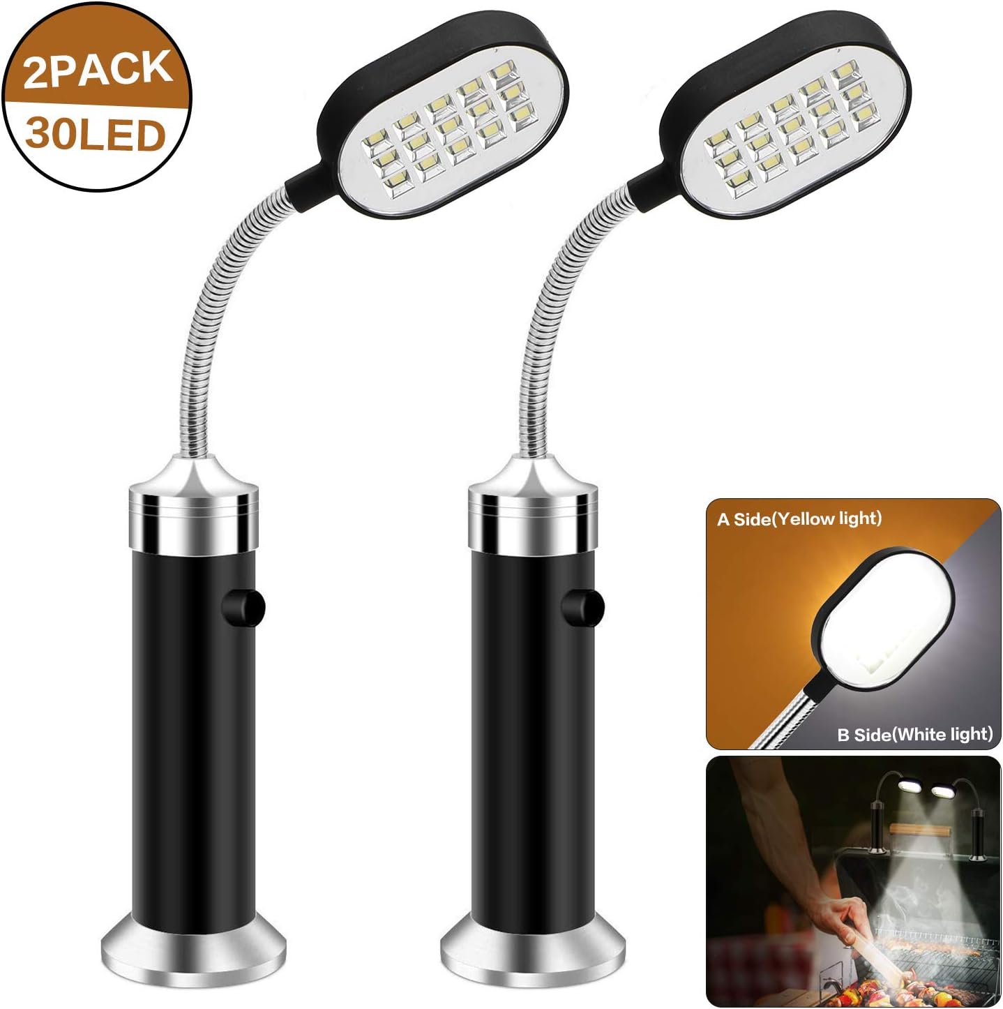 Lzfitpot Grill Licht, 2pcs Beidseitig Magnetische Grilllampe ...