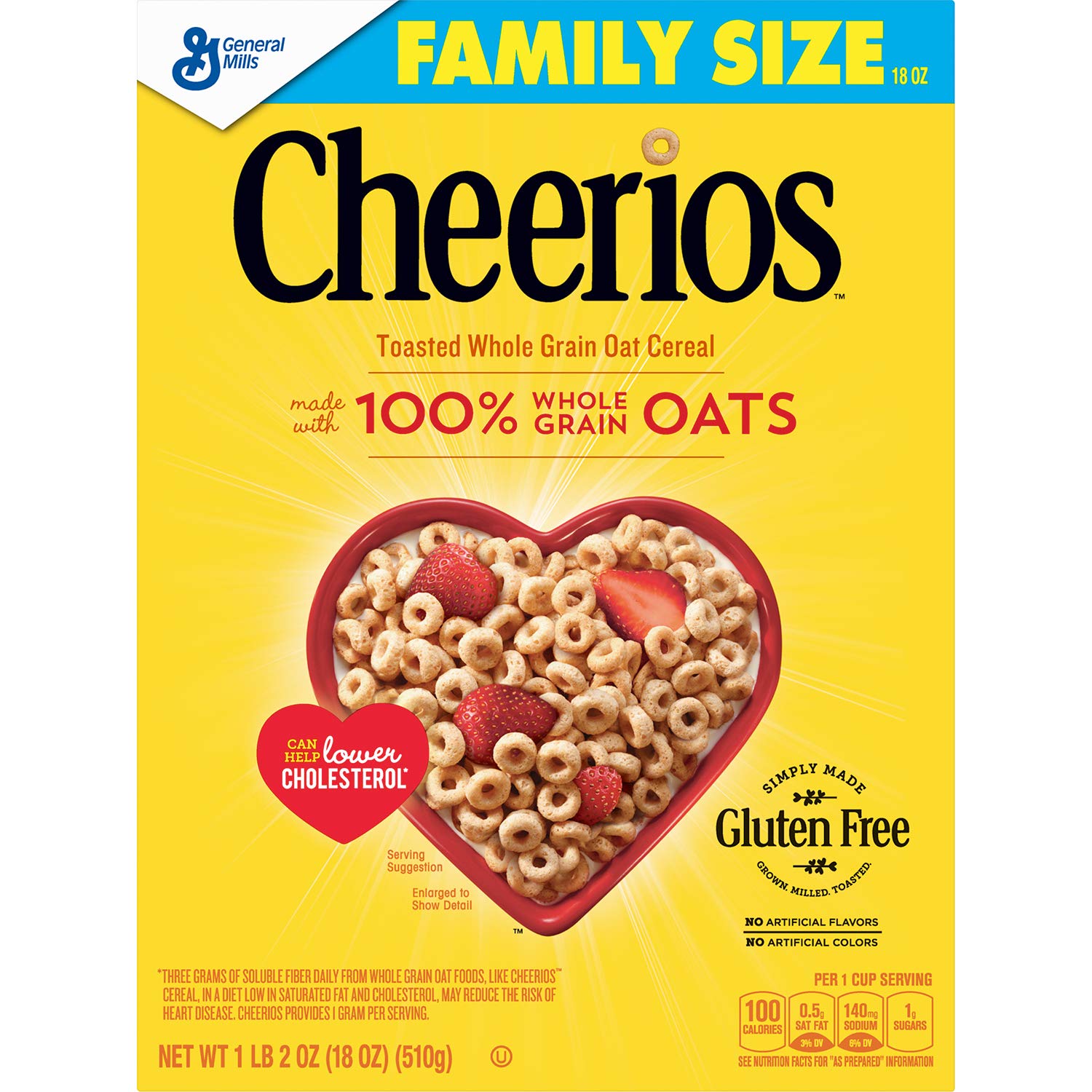 Cheerios Gluten Free Breakfast Cereal 21 Oz Family Size Cereal Box 