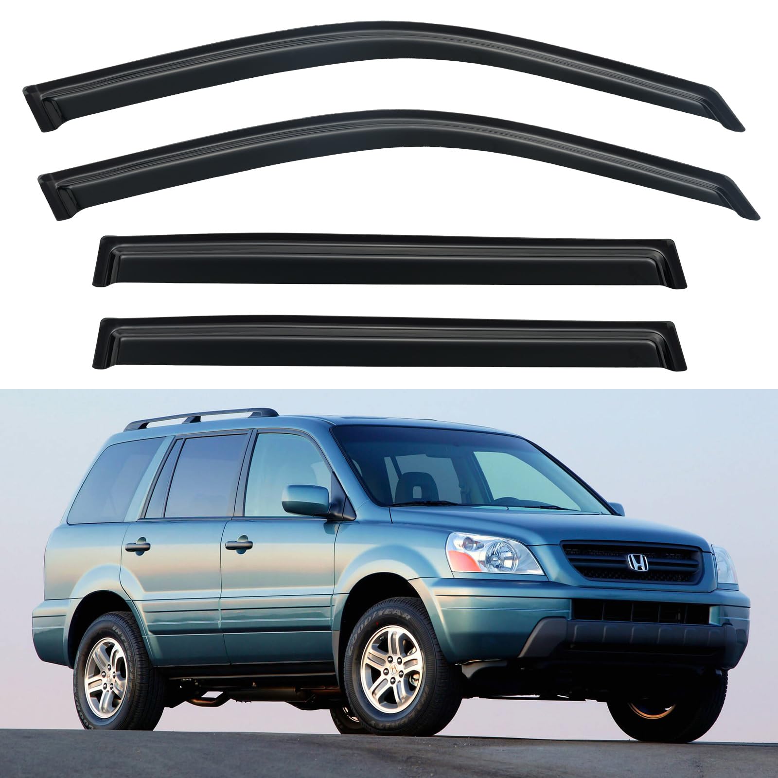 Window Visors Rain Guards Shield for 2003-2008 Honda Pilot, Window Wind ...