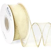 Amazon.com: Ribbli Champagne Gold Wired Ribbon,Metallic Champagne with ...
