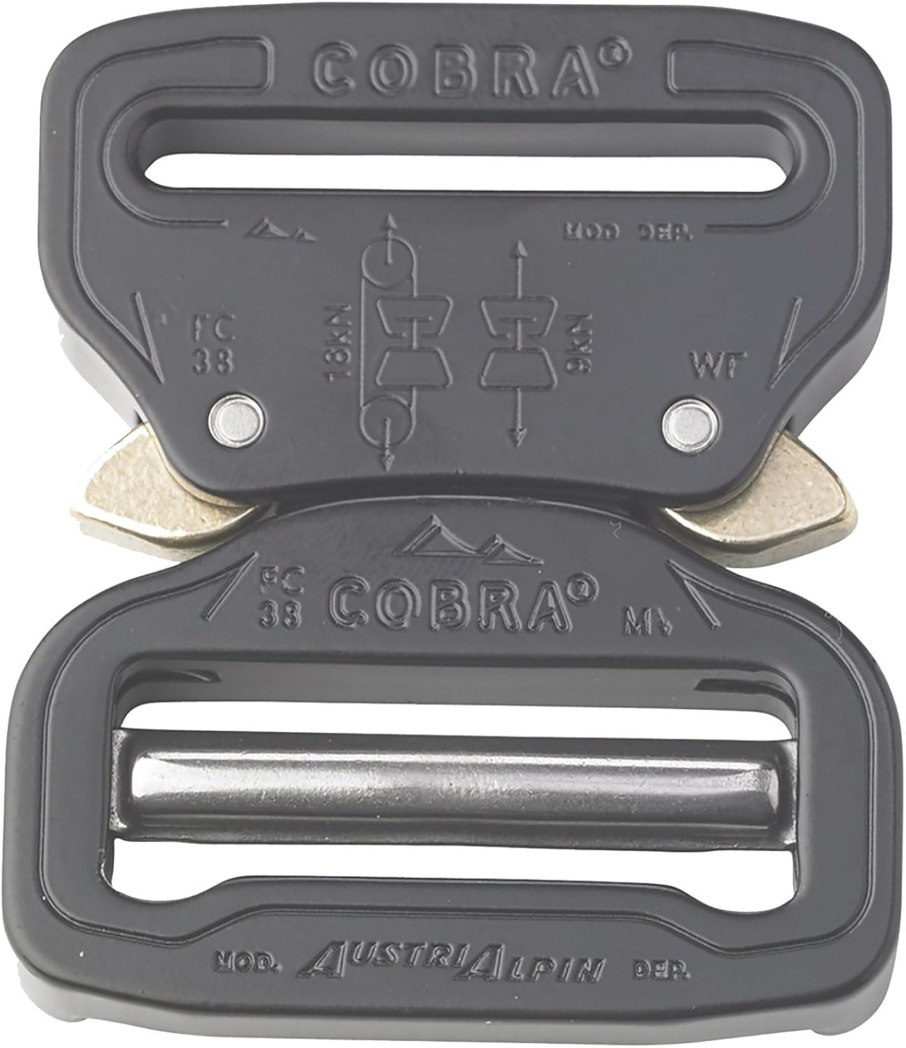 AustriAlpin 38mm 1.5" Black Cobra Buckle - Male Adjustable Female Fixed ...