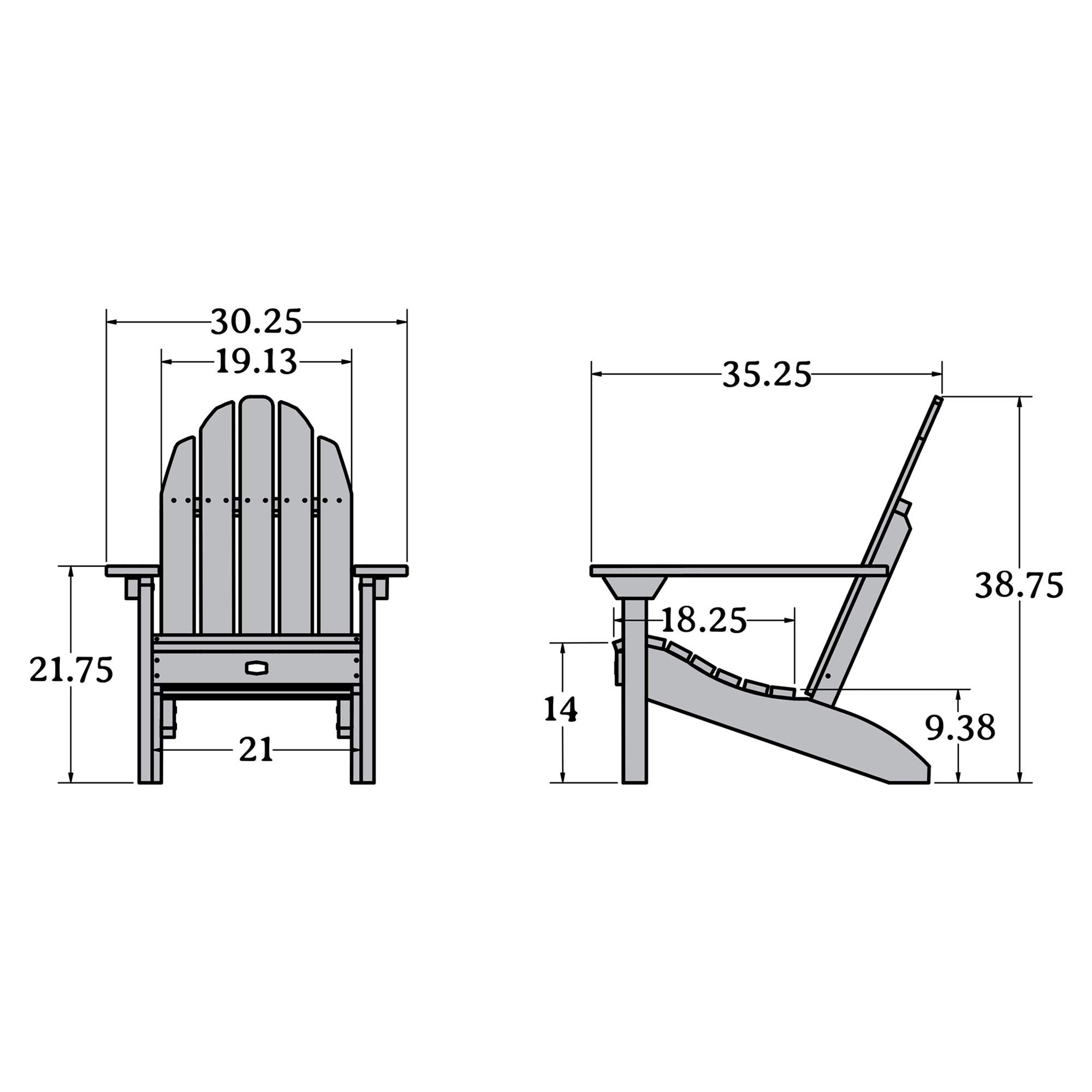 Elk Outdoors EO-CLAS1-ABY The Essential Adirondack Chair, Abyss