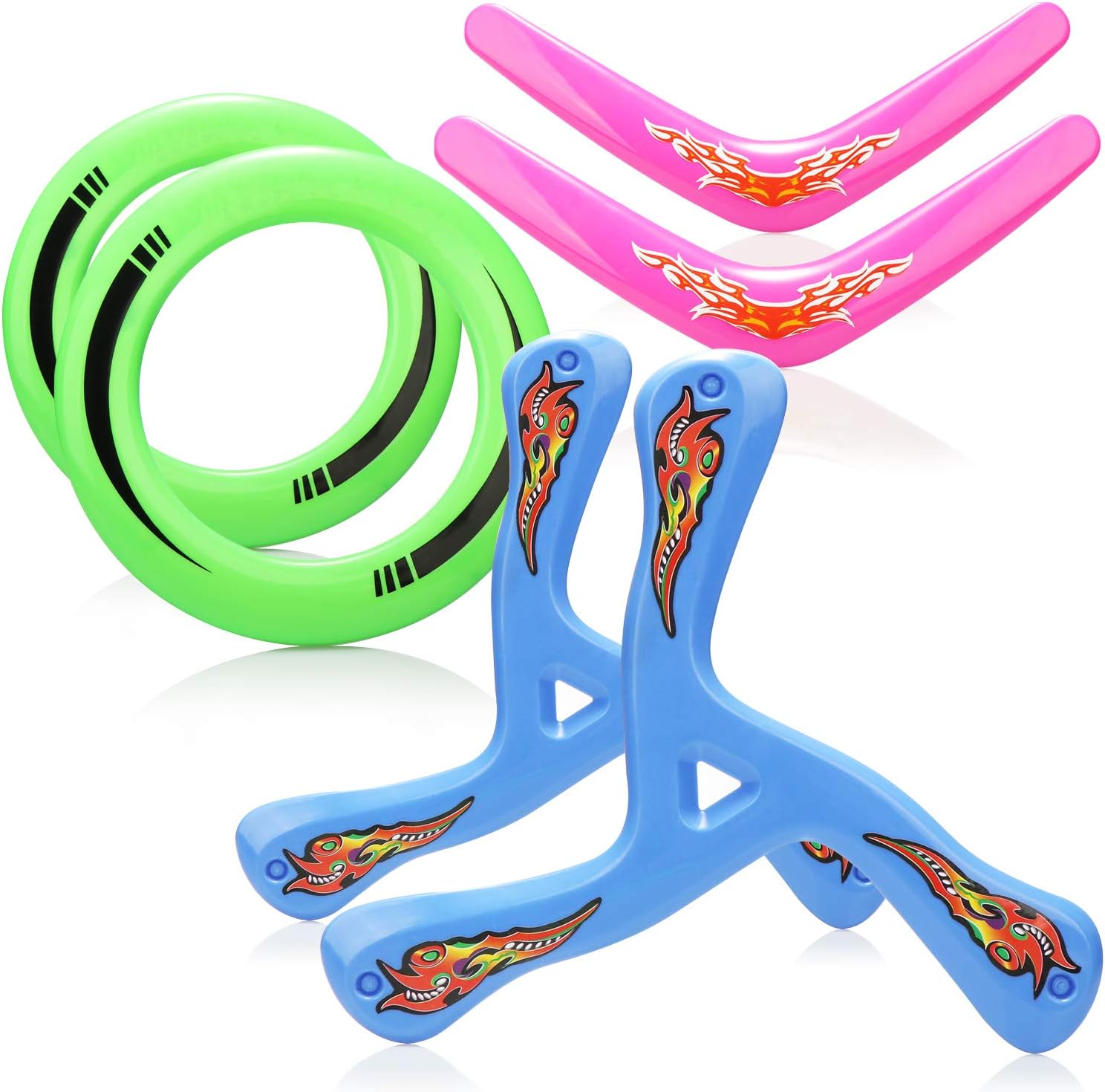 com-four® 6-piece boomerang set with frisbee – Boomerang and throwing ...