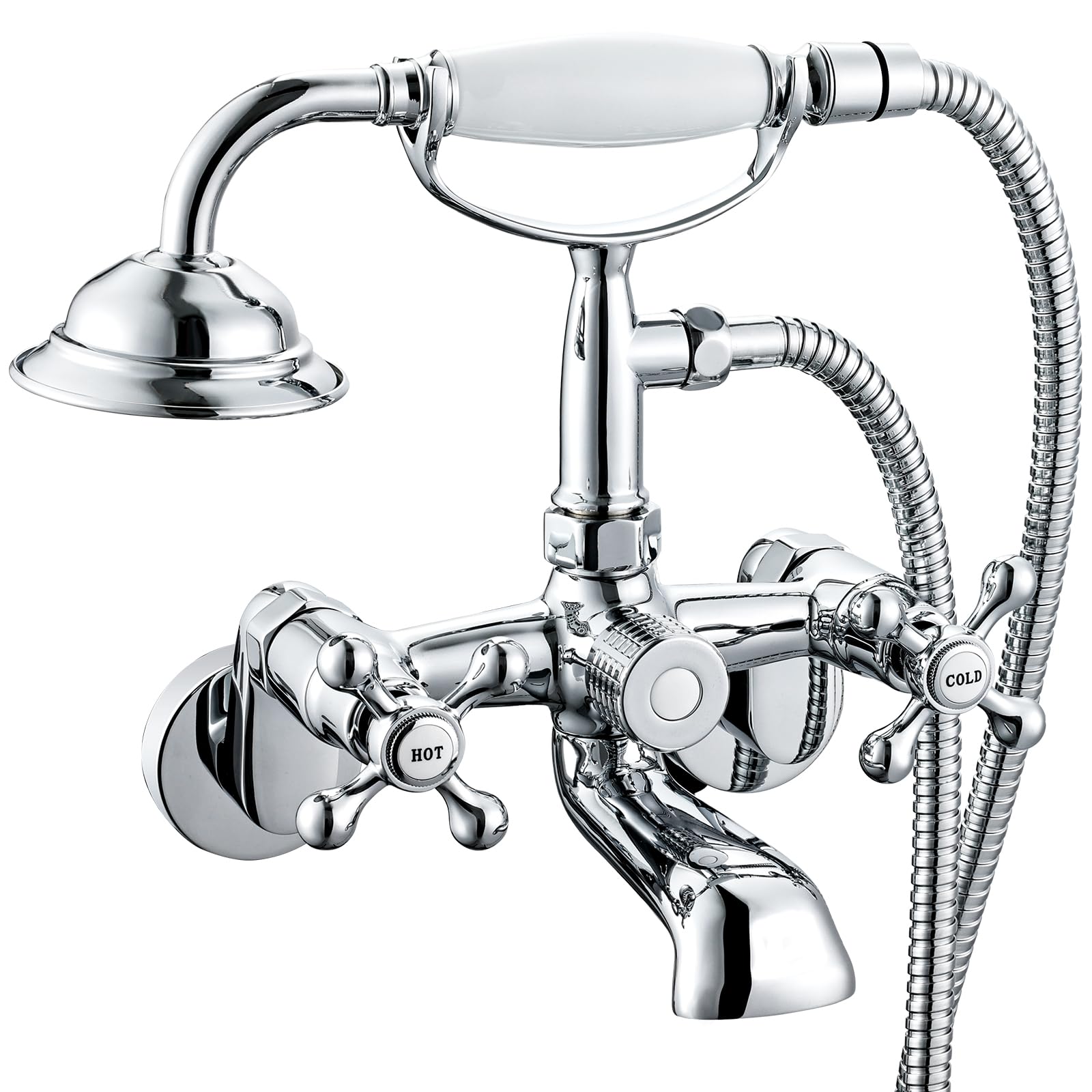 Wasserrhythm Clawfoot Tub Faucet and Shower Kit Chrome Wall Mount Tub ...