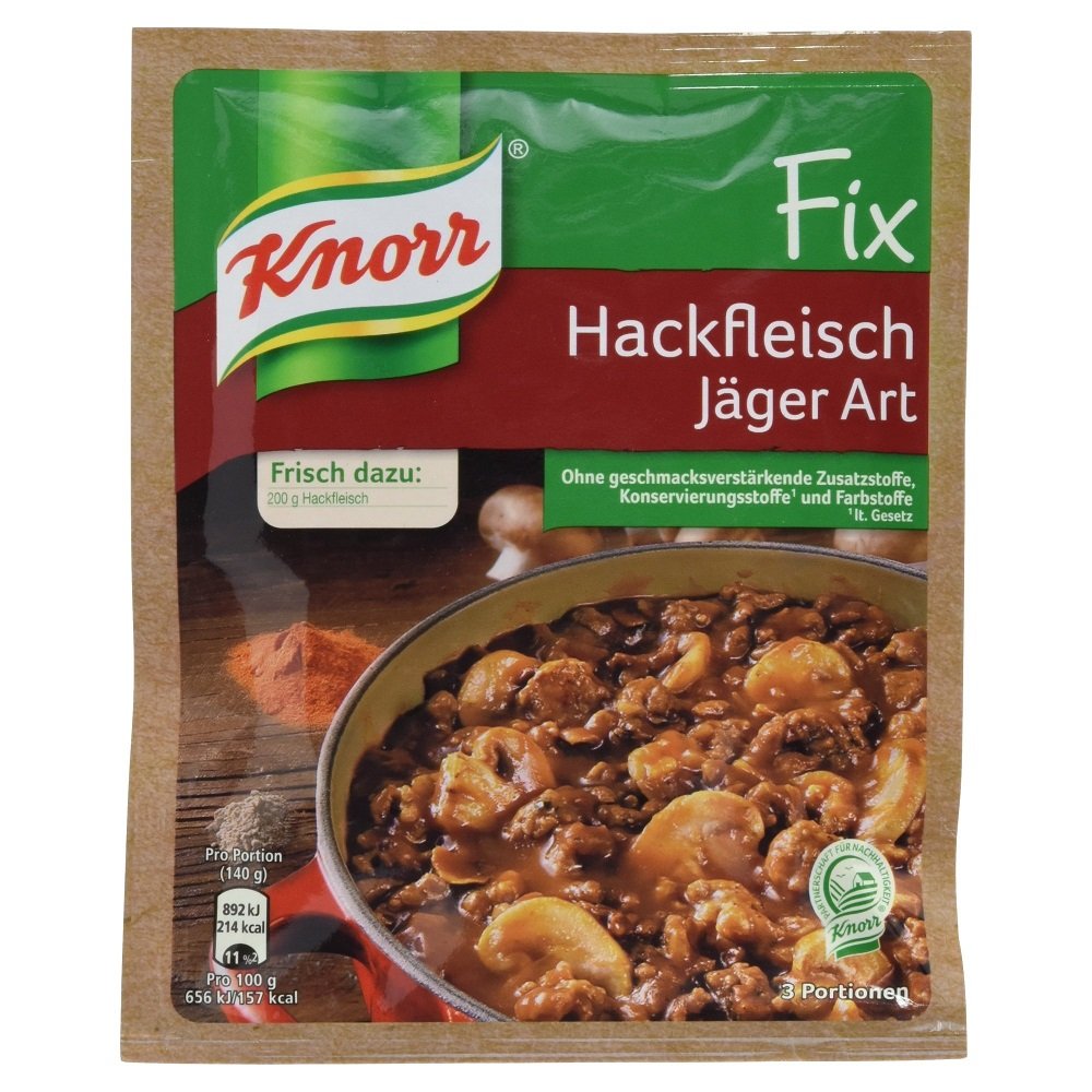 Knorr Fix Hackfleisch Jäger Art 3 Portionen (10 x 36 g): Amazon.de ...