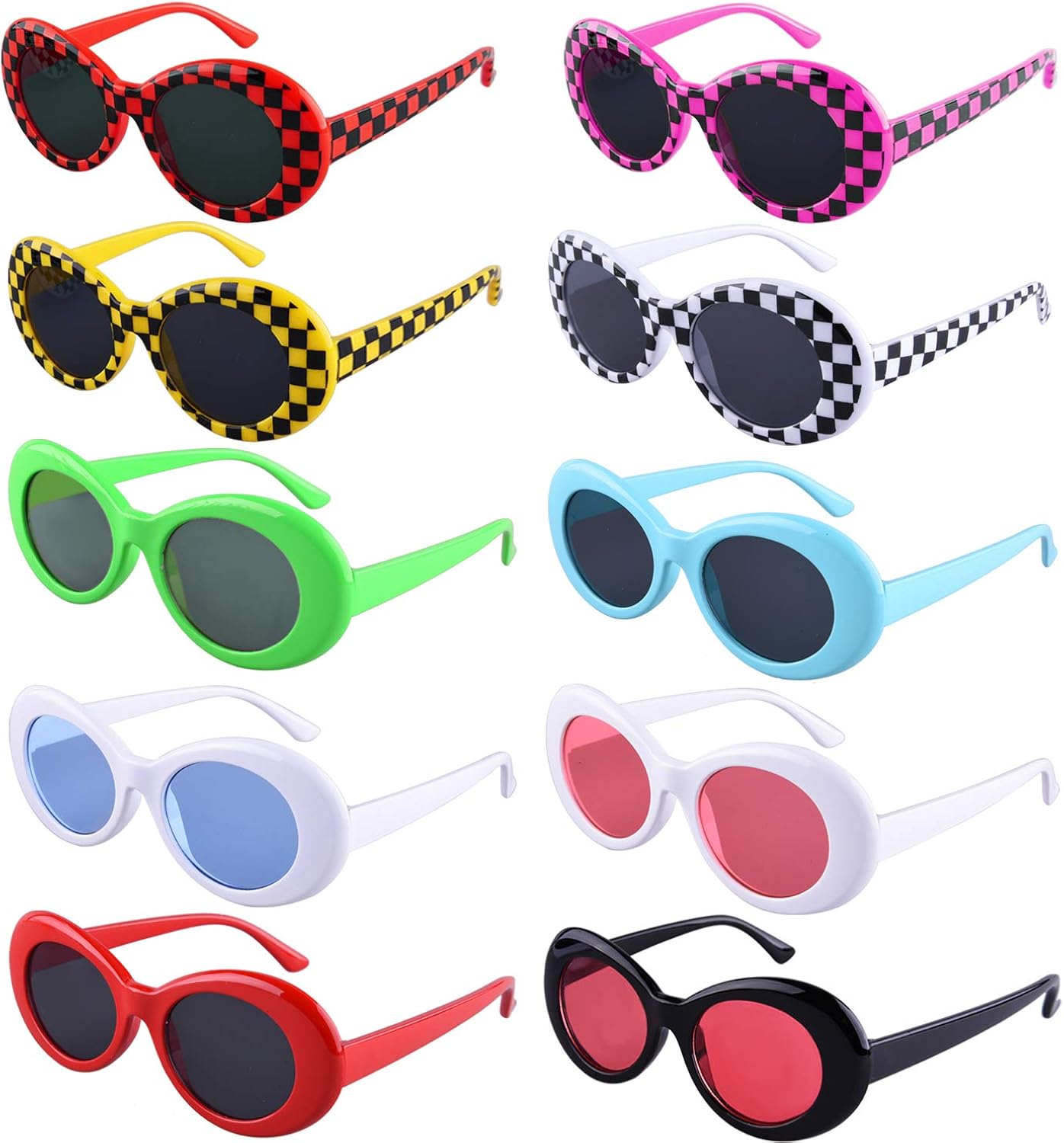 Amazon.com: SIQUK 10 Pairs Clout Goggles Oval Sunglasses 10 Colors ...