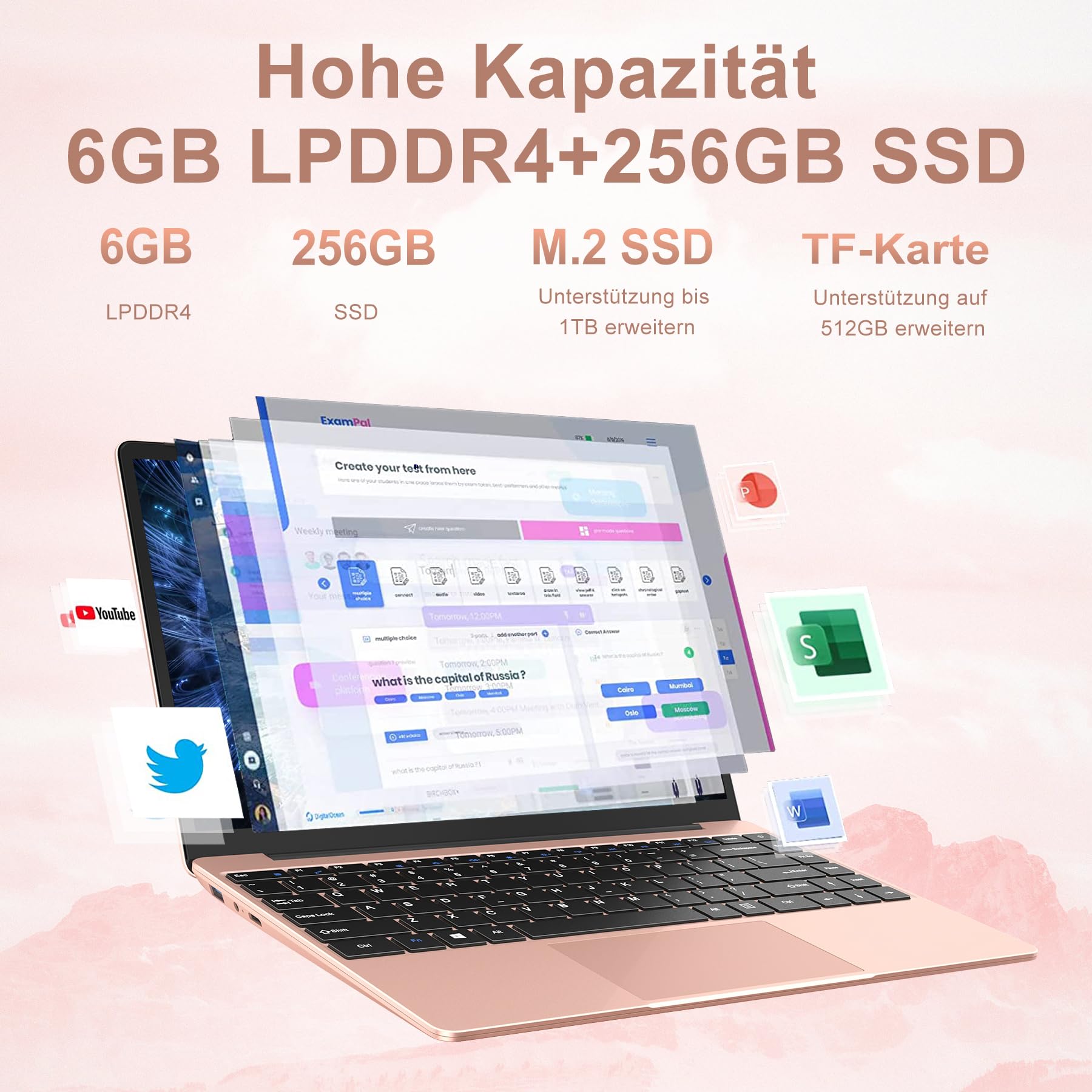 Mua WOZIFAN Laptop 256GB Extends 1TB SSD Win11 Notebook (TF 512GB) 14 ...