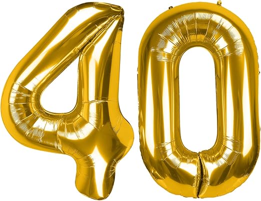 Amazon.com: 40 Inch Gold 4 0 Number Balloons Giant Jumbo Number 40 Foil ...