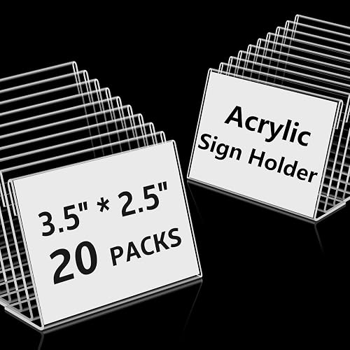 20 PCS 3.5 x 2.5 inch Small Acrylic Sign Holder, Mini Acrylic Food ...