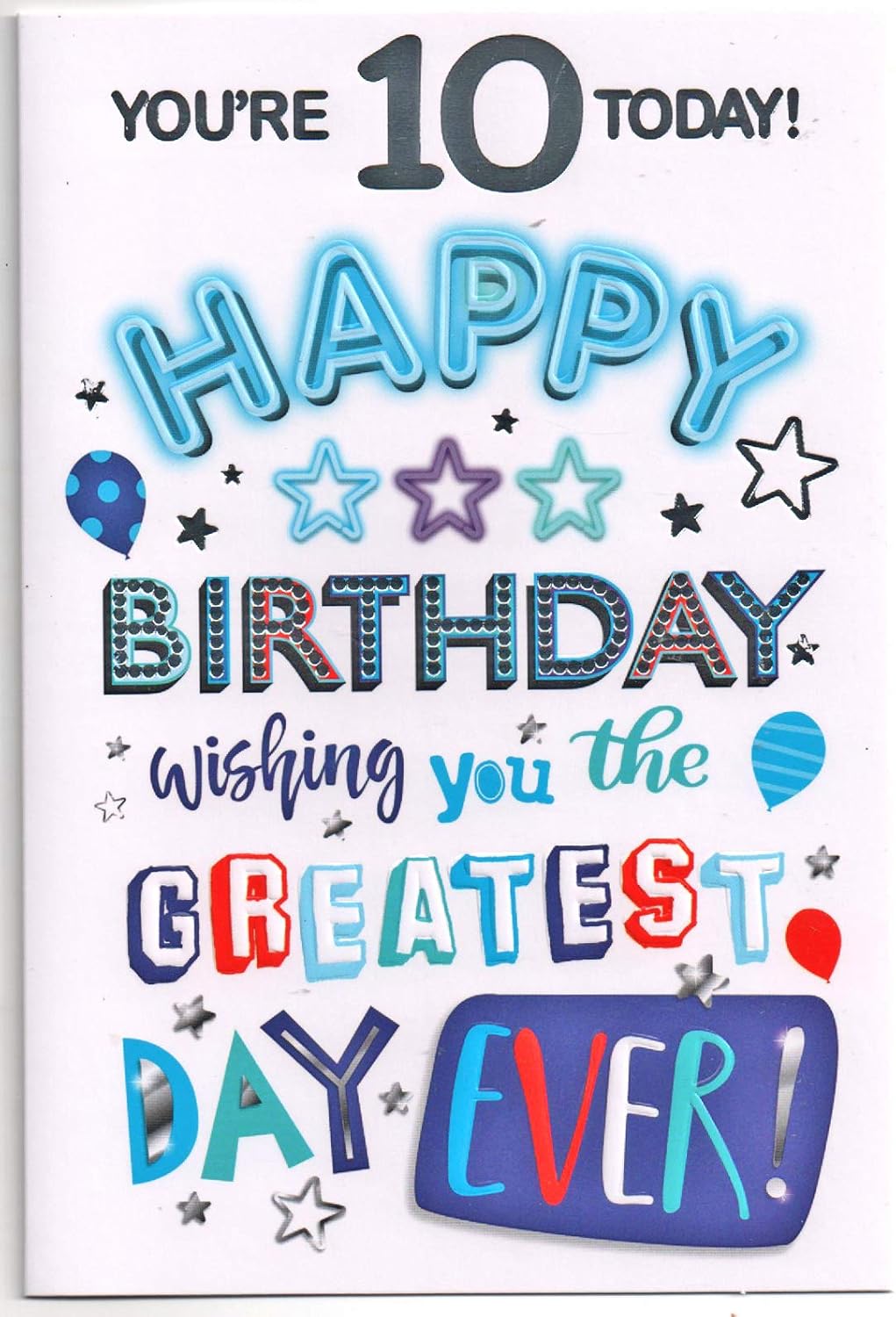 Birthday Card For Ten 10 Year Old Boy Free 1st Class Post UK