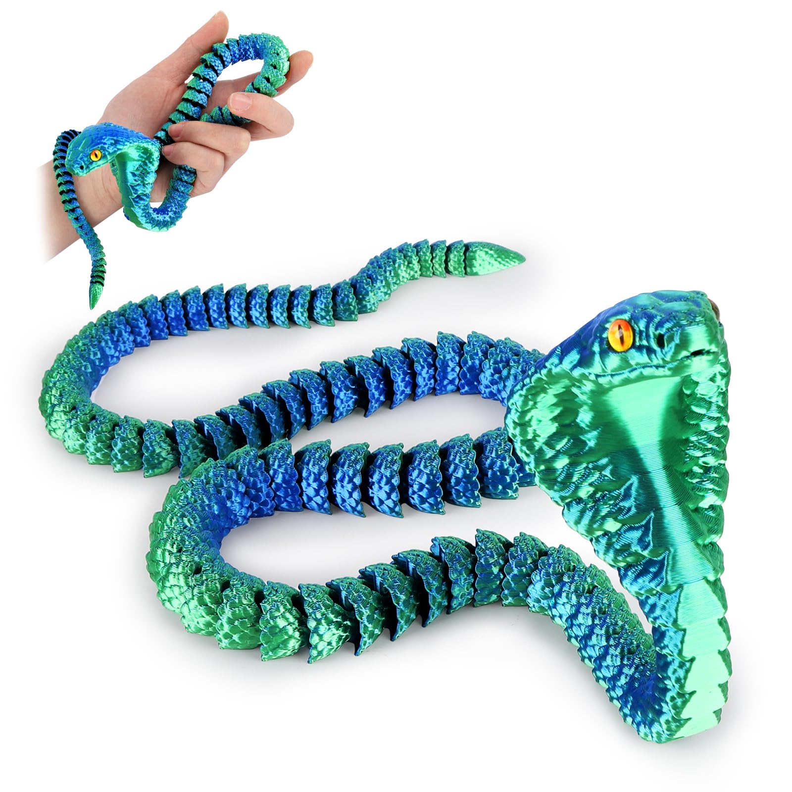 SUMLAND 3D Printed Snake,23 Inch 3D Printed Animals,3D Printed Fidget ...