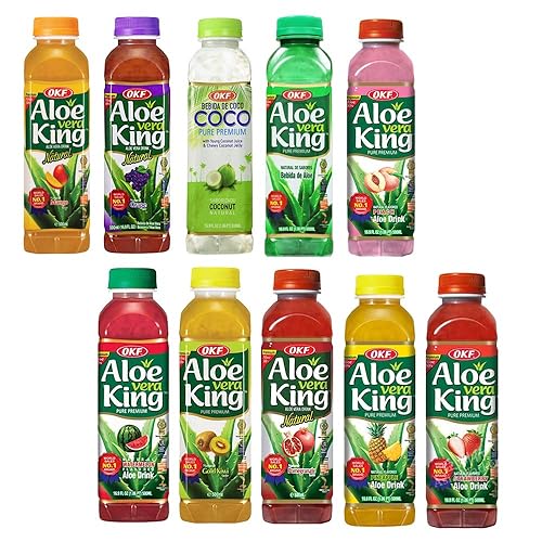 OKF Aloe Vera King Drink, Flavors includes Coco, Original, Grape, Mango, Pineapple, Watermelon ...