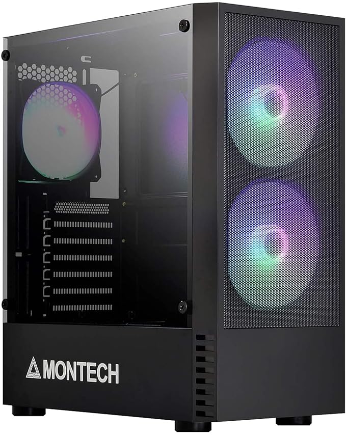 Montech X2 MESH Black ATX Mid-Tower Case/High Airflow, Fine Mesh Front ...