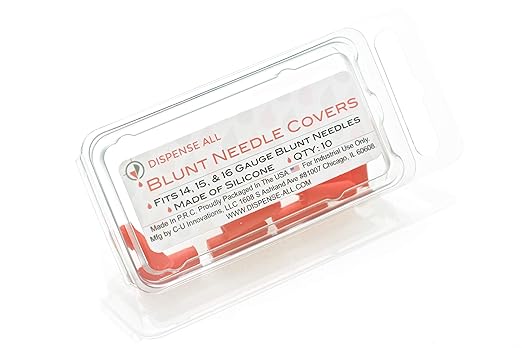 Dispense All - Blunt Needle Covers, Red, Fits 14, 15, 16 Gauge (Qty 10 ...