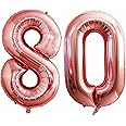 Amazon.com: GOER 42 Inch Rose Gold Number 80 Balloons,Jumbo Foil Helium ...