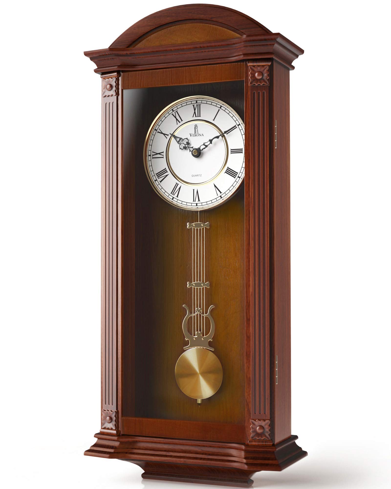 Pendulum Wall Clock Silent Decorative Wood Clock With Swinging 