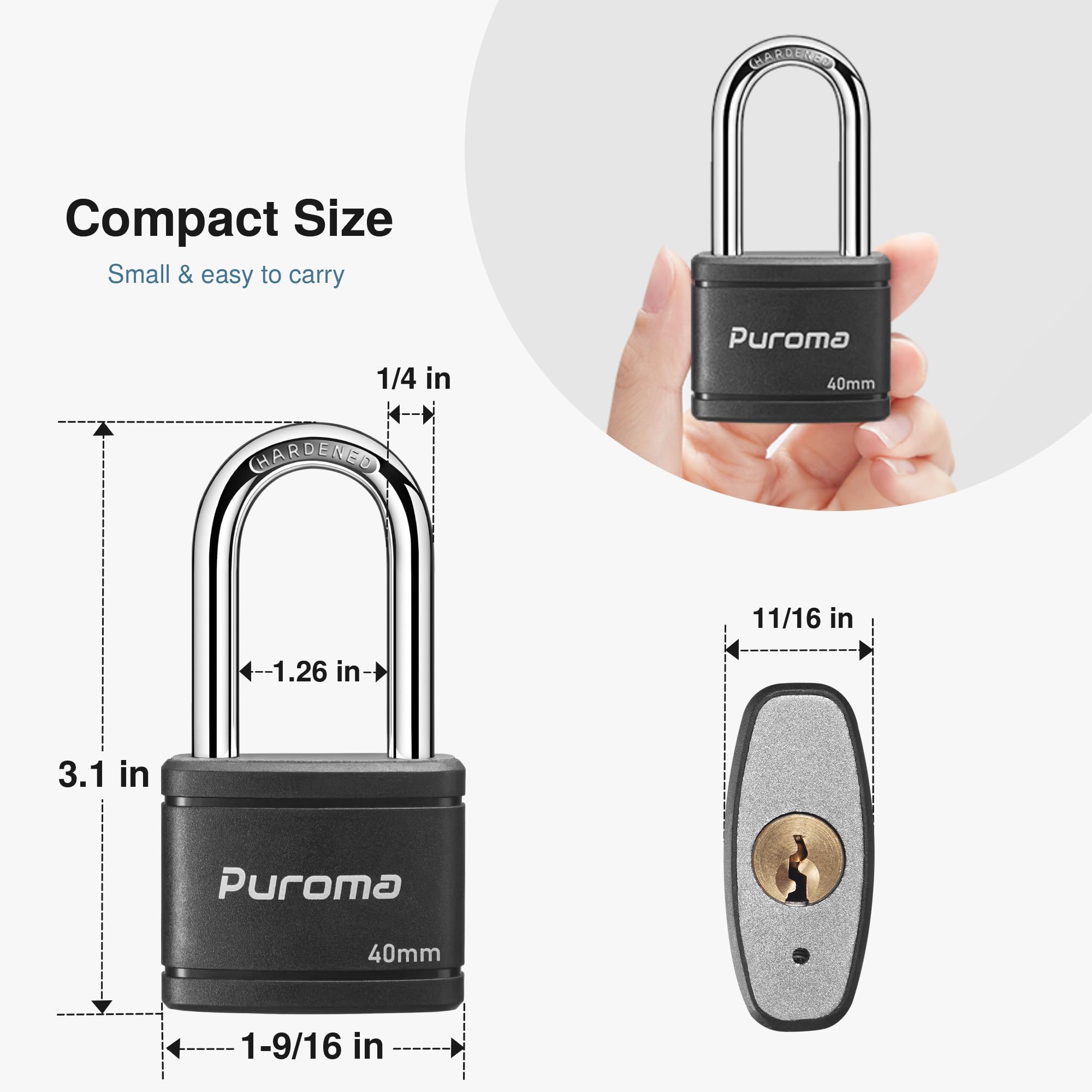 Mua Puroma 2 Pack Keyed Padlock with 3 Keys Alike, 1.8 Inch Locker Lock ...