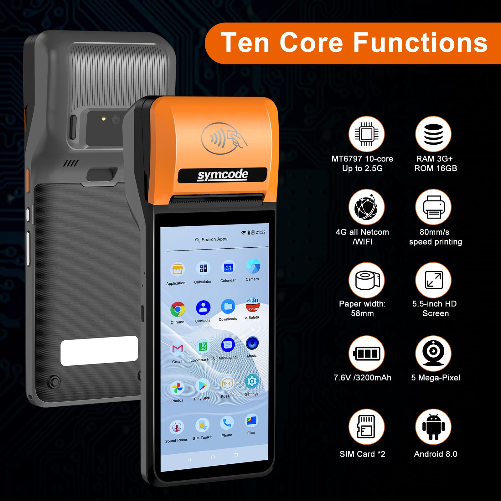 Symcode New POS PDA Thermal Receipt Printer 5.99" High Resolution And ...