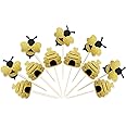 Amazon.com: Zonon 50 Pieces Bee Toothpicks Bulk Bee Cupcake Toppers ...