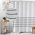 Amazon.com: Seasonwood Black and White Shower Curtain Woven Cotton Fabric Modern Farmhouse ...