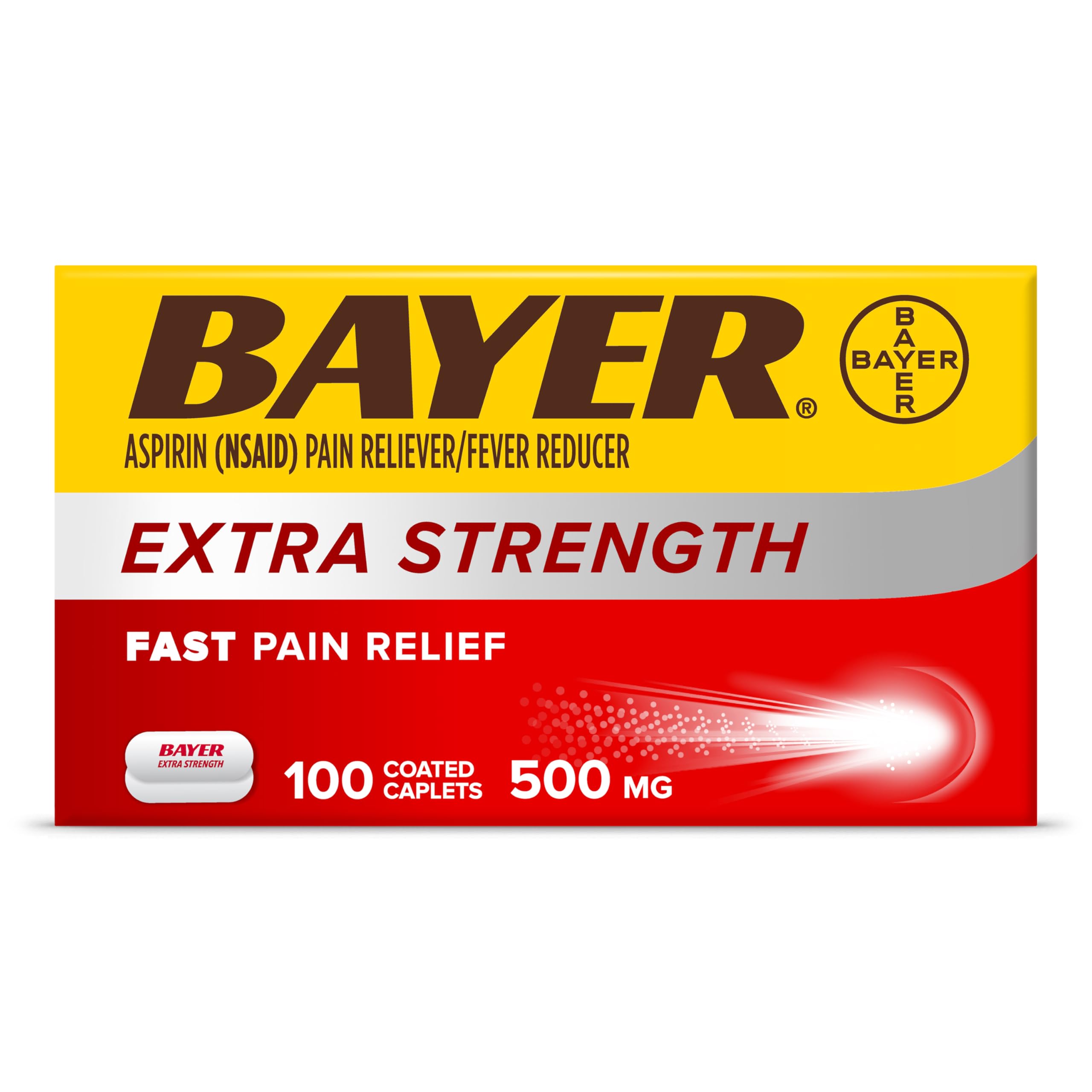 Bayer Extra Strength Aspirin 500 mg, Pain Reliever and Fever Reducer ...