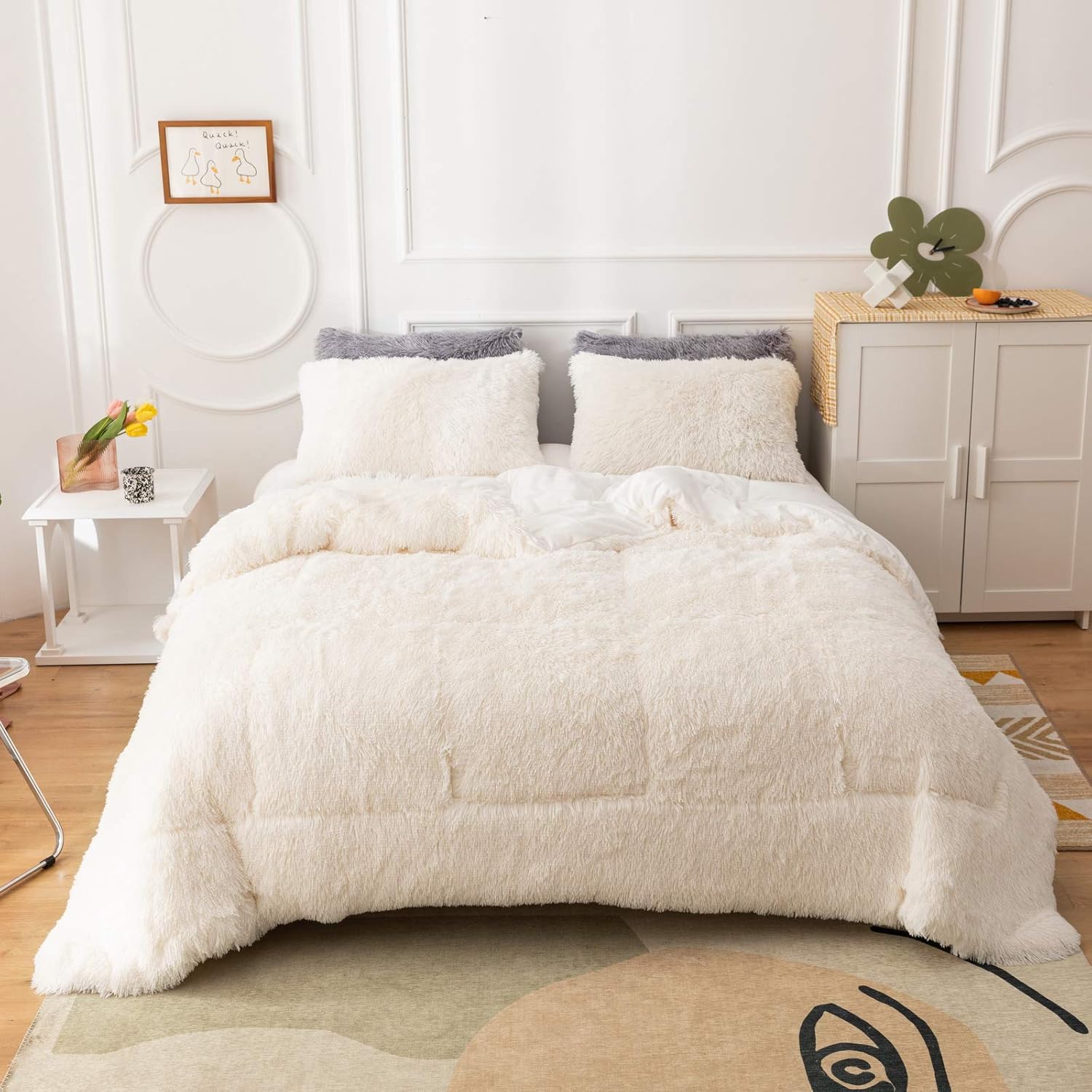 Amazon.com: Smoofy Shaggy Comforter Set, Fluffy Comforter Set Queen ...