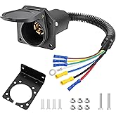 Amazon.com: MECMO 7 Way RV Trailer Light Connector Socket 7 Pin Wire Electrical Trailer Adapter ...