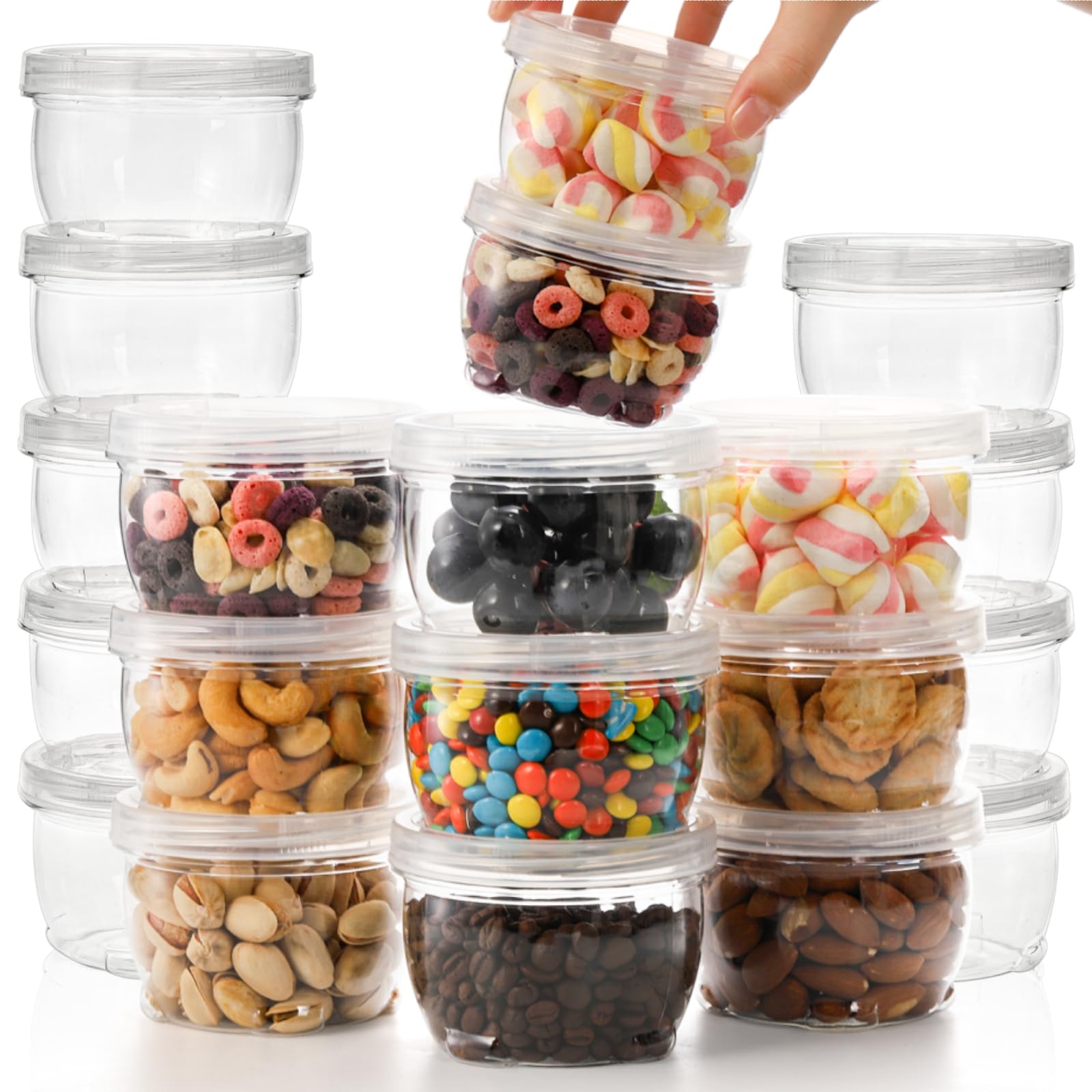 Pumtus 20 Pack Twist Top Food Deli Containers, 9 OZ Stackable Plastic ...