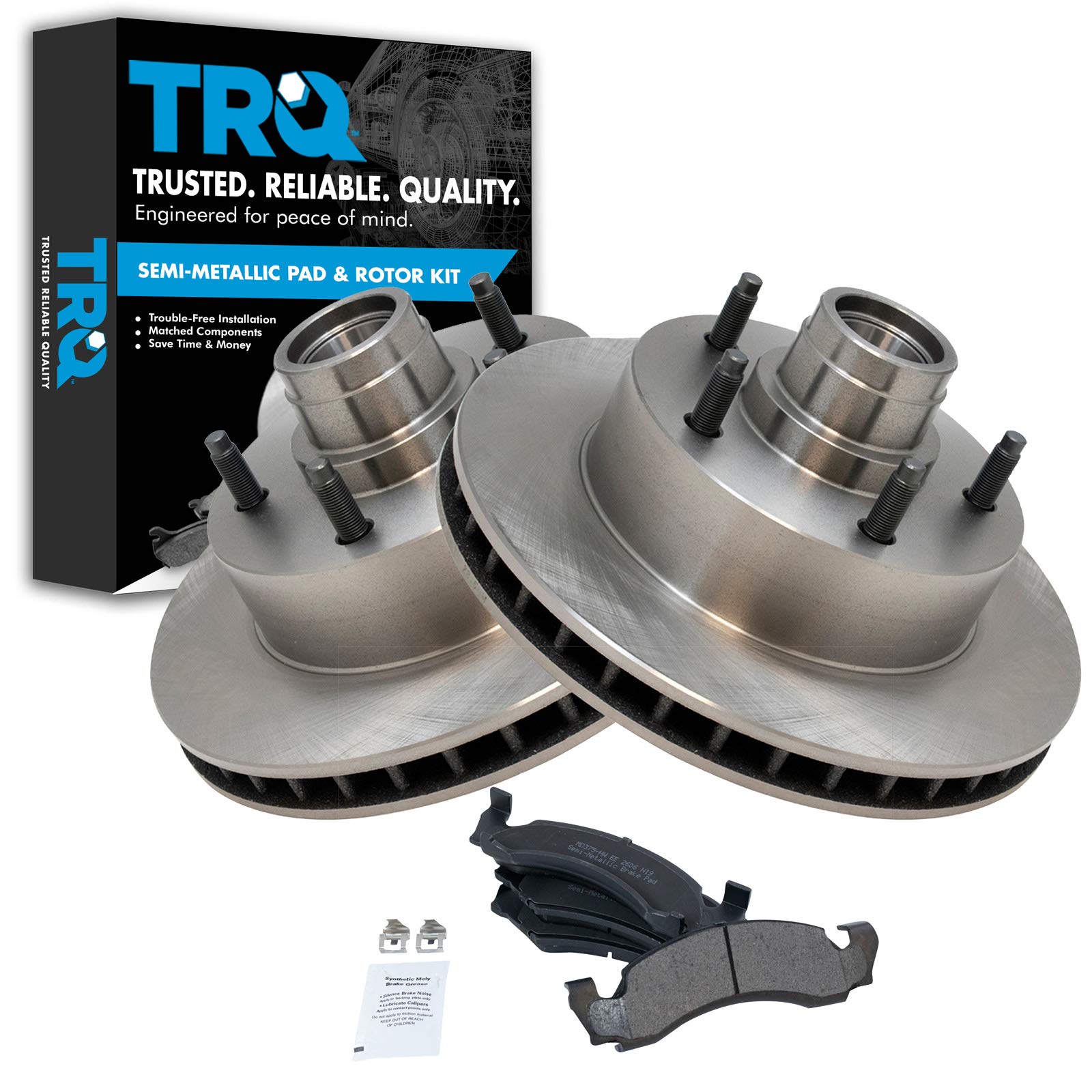 TRQ Front Brake Pad & Rotor Kit Brake Pads Brake Rotor Semi-Metallic ...