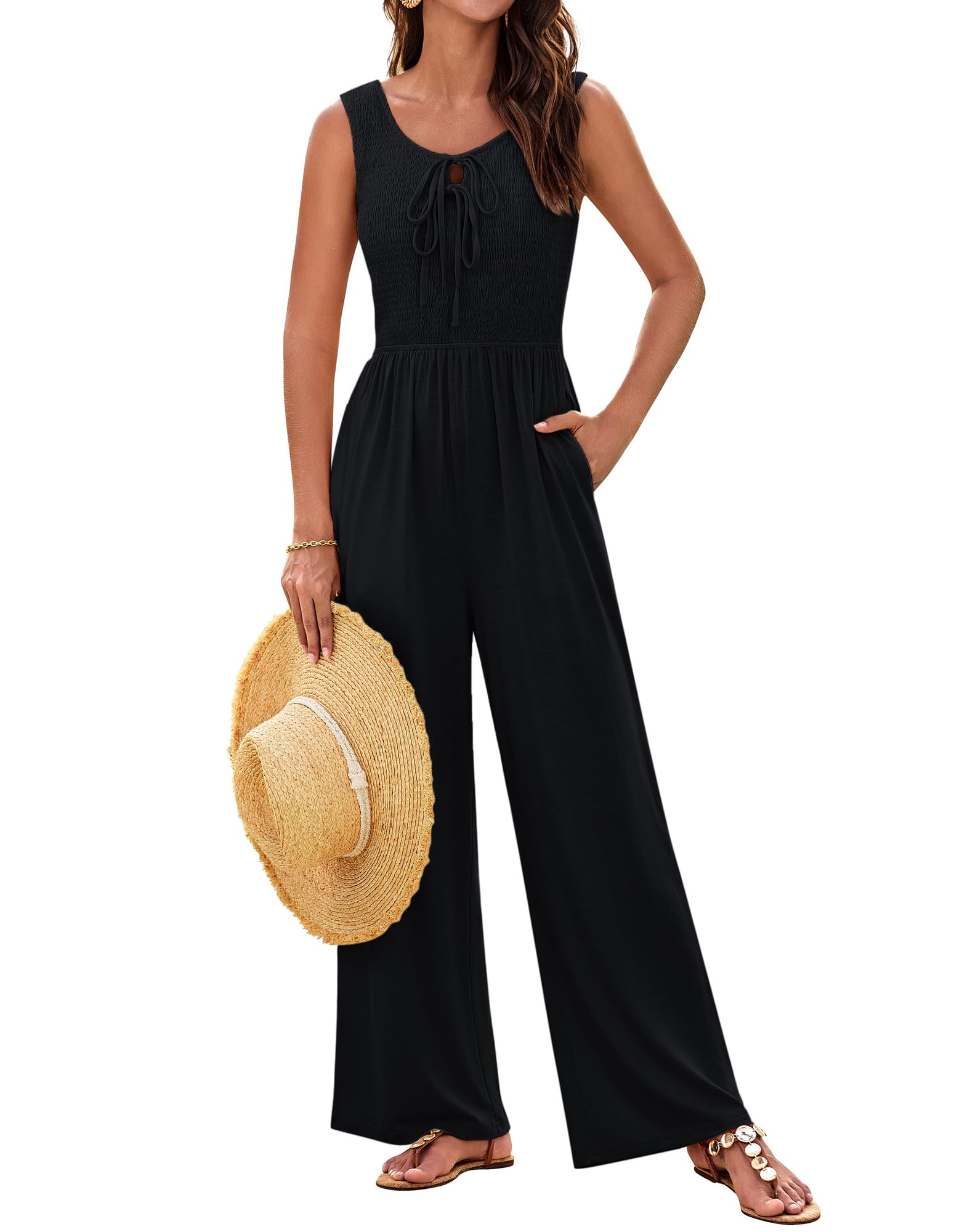 GRACE KARIN One Piece Overalls Sleeveless Jumpsuit for Women Black ...